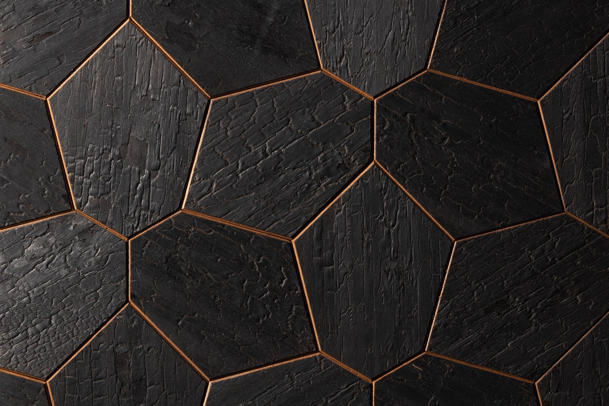 Decorative wall panel Hexagon thermo Abachi Yakisugi – More Timber